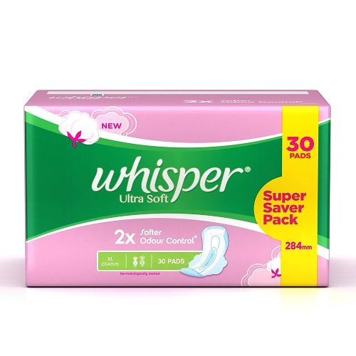 Whisper Ultra Softs Air Fresh Sanitary Pads for Women, XL+ 30 Napkins ...